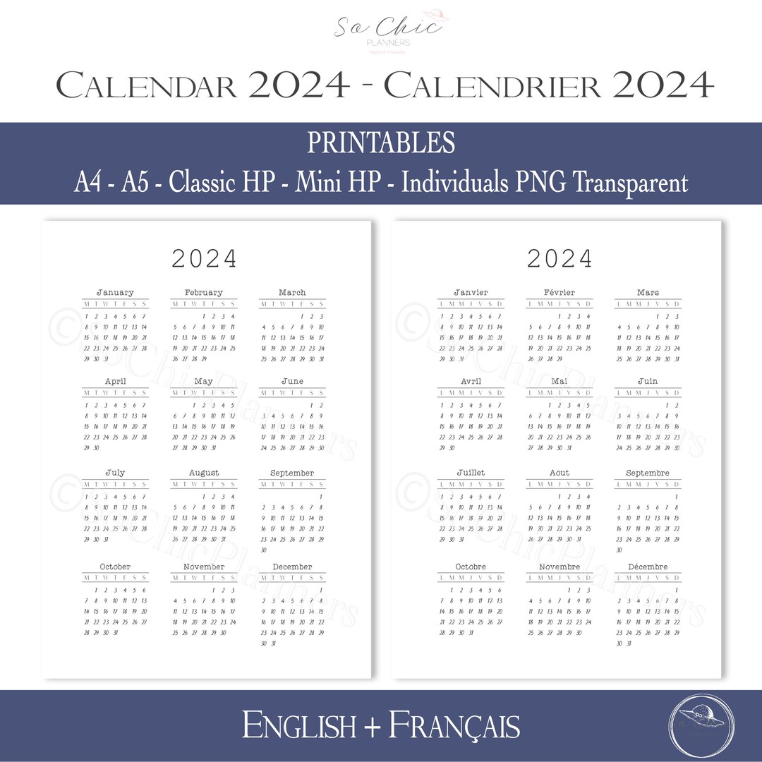 Calendar/calendar 2024 Printables A4 A5 Classic HP Mini HP Individuals ...
