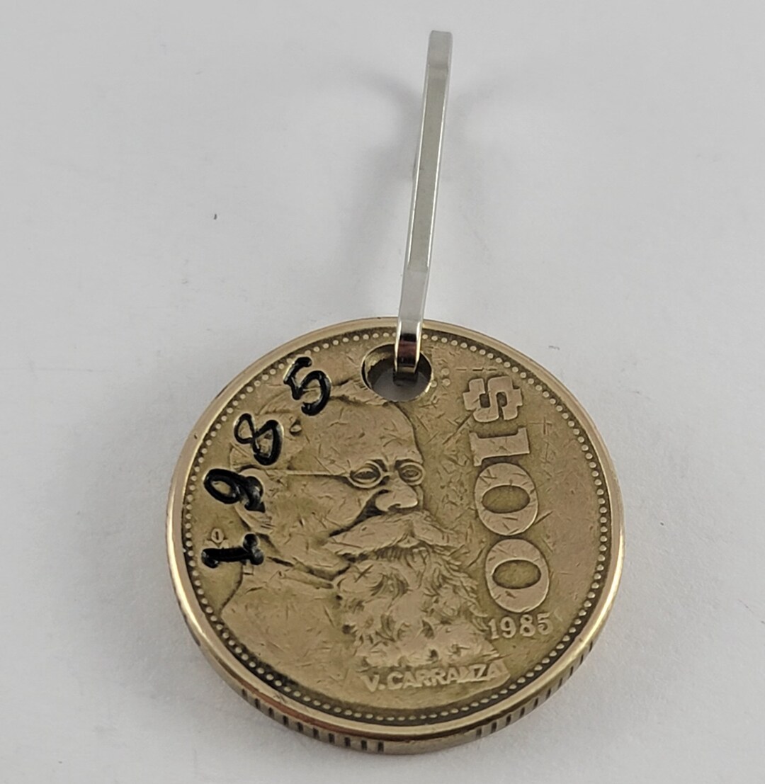 1985 Mexico 100 PESO Keychain. Handmade PESO Mexico Coin - Etsy