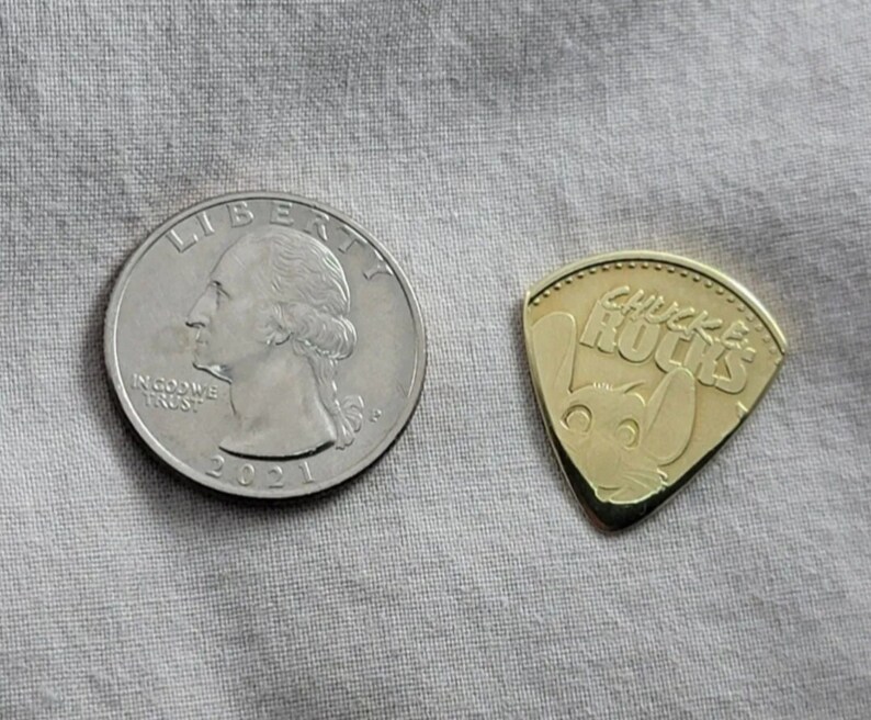 Coin Guitar Pick. CHUCK E CHEESE Token. Solid Brass. Handmade. Chucky ...