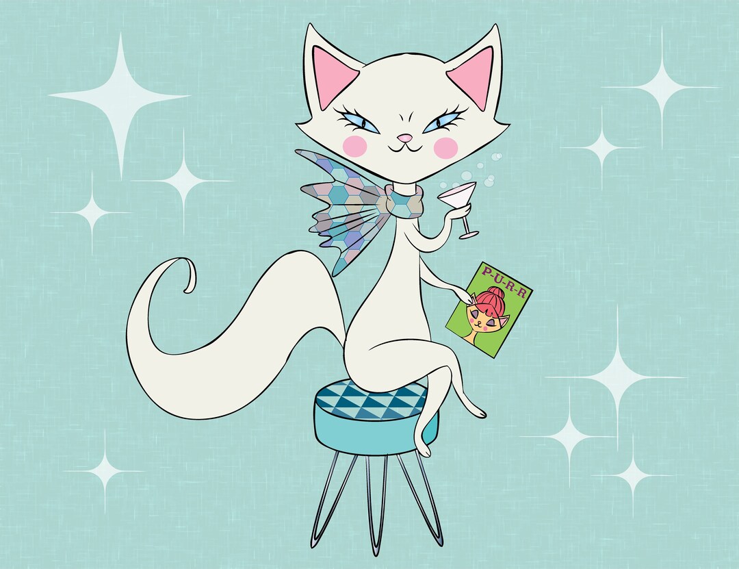 Cocktail Kitty Art Print - Etsy