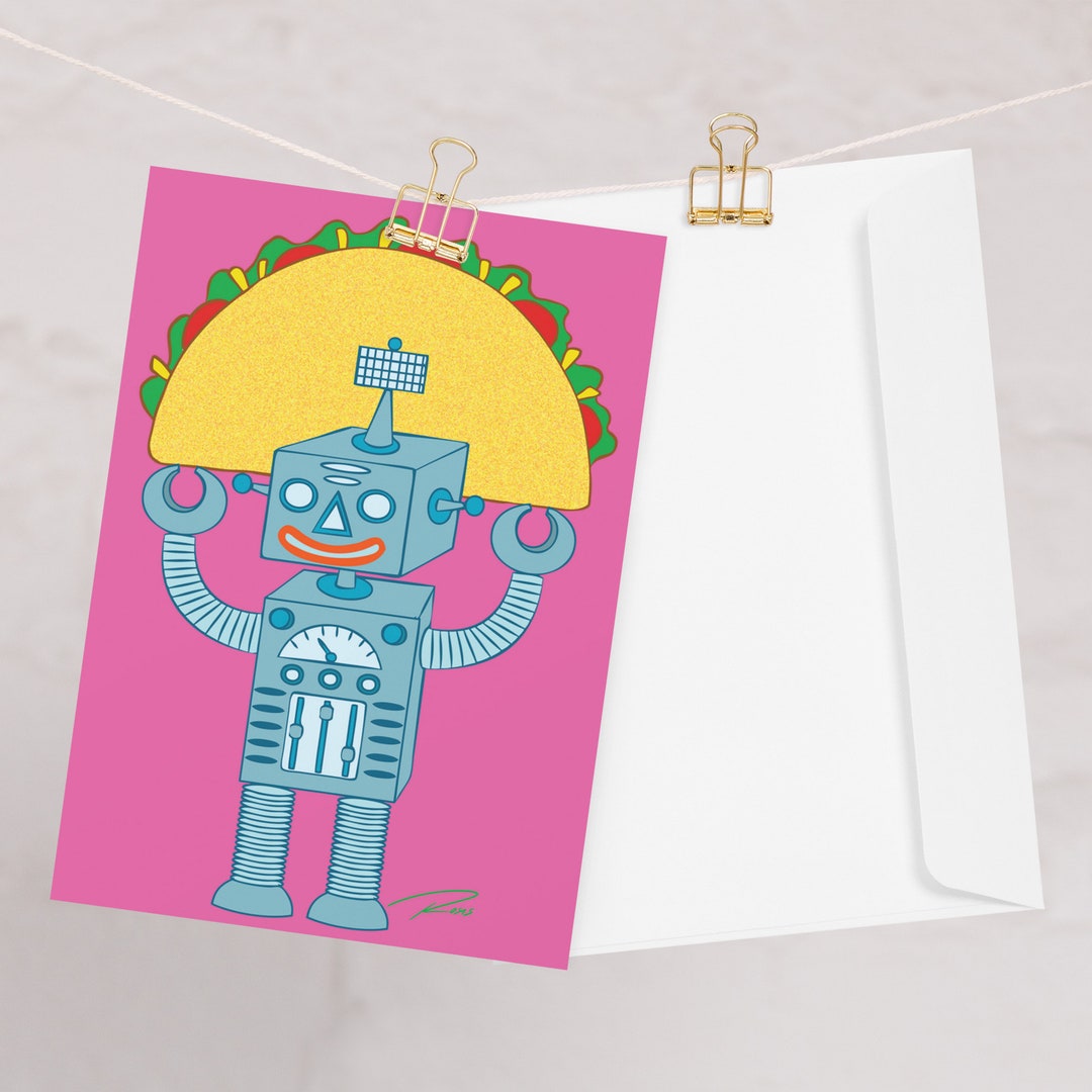 Taco Robot Greeting Card - Etsy