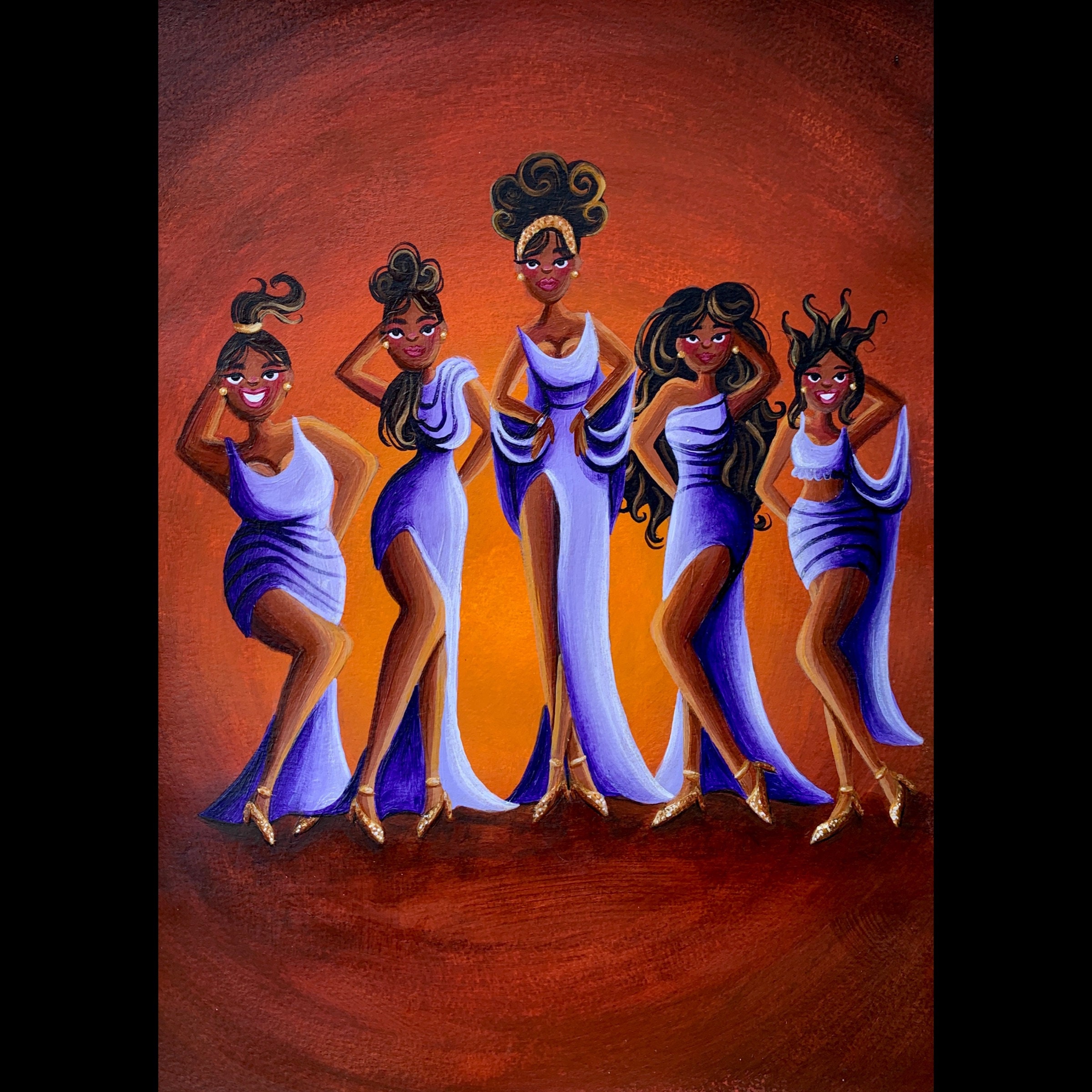 Muses From Disney’s Hercules – Hand-painted Gouache & Metallic Acrylic ...