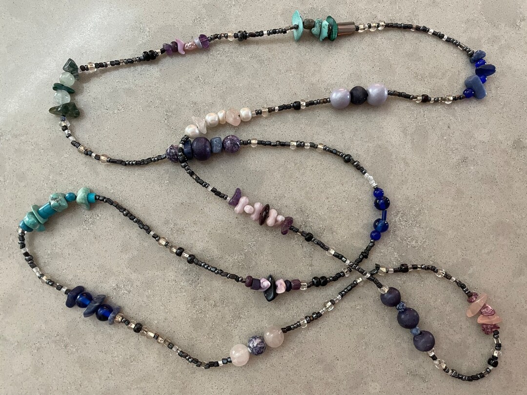 Mixed Beads Opera Length Necklace - Etsy