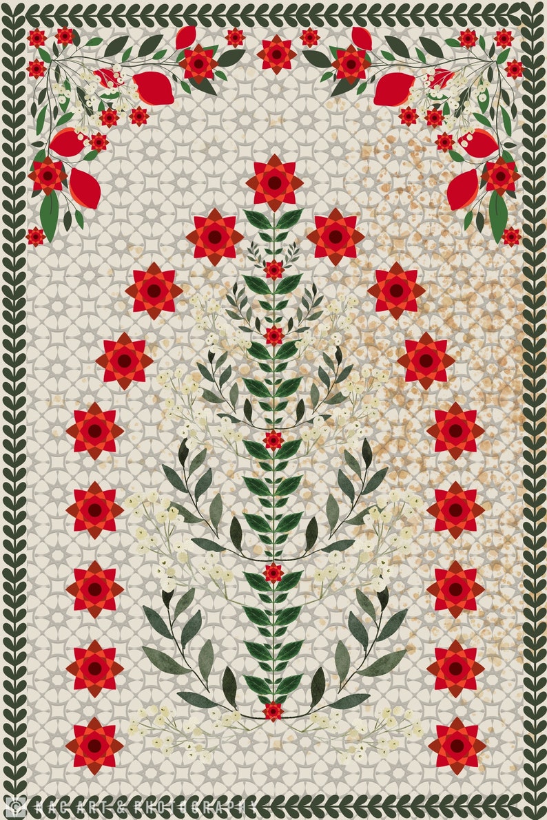 Bageecha Pichwai Indian Folk Art Fusion Art Mughal Art Abstract Floral ...
