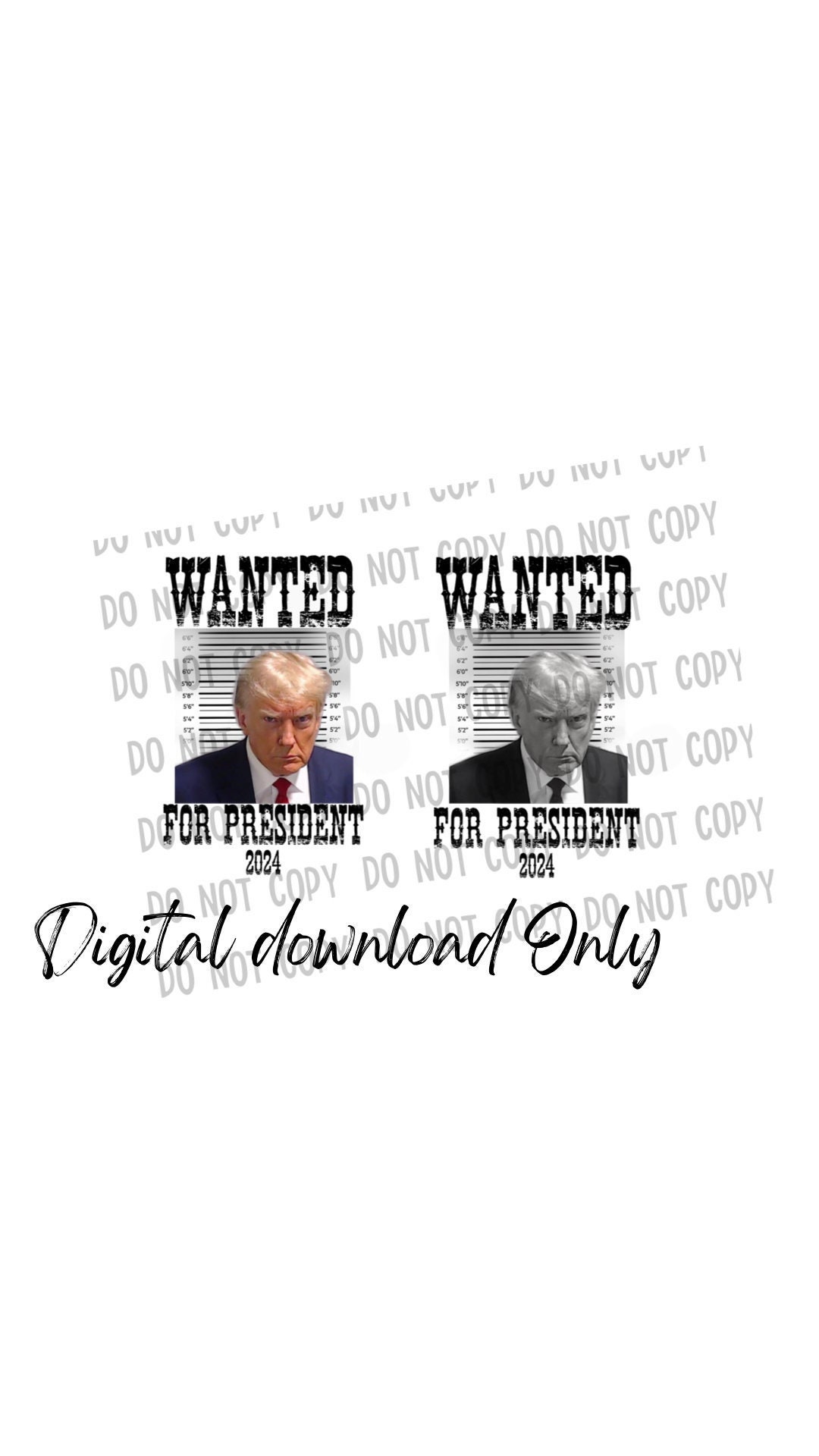 Trump Wanted President Mugshot Grey President 2024 Ll PNG - Etsy