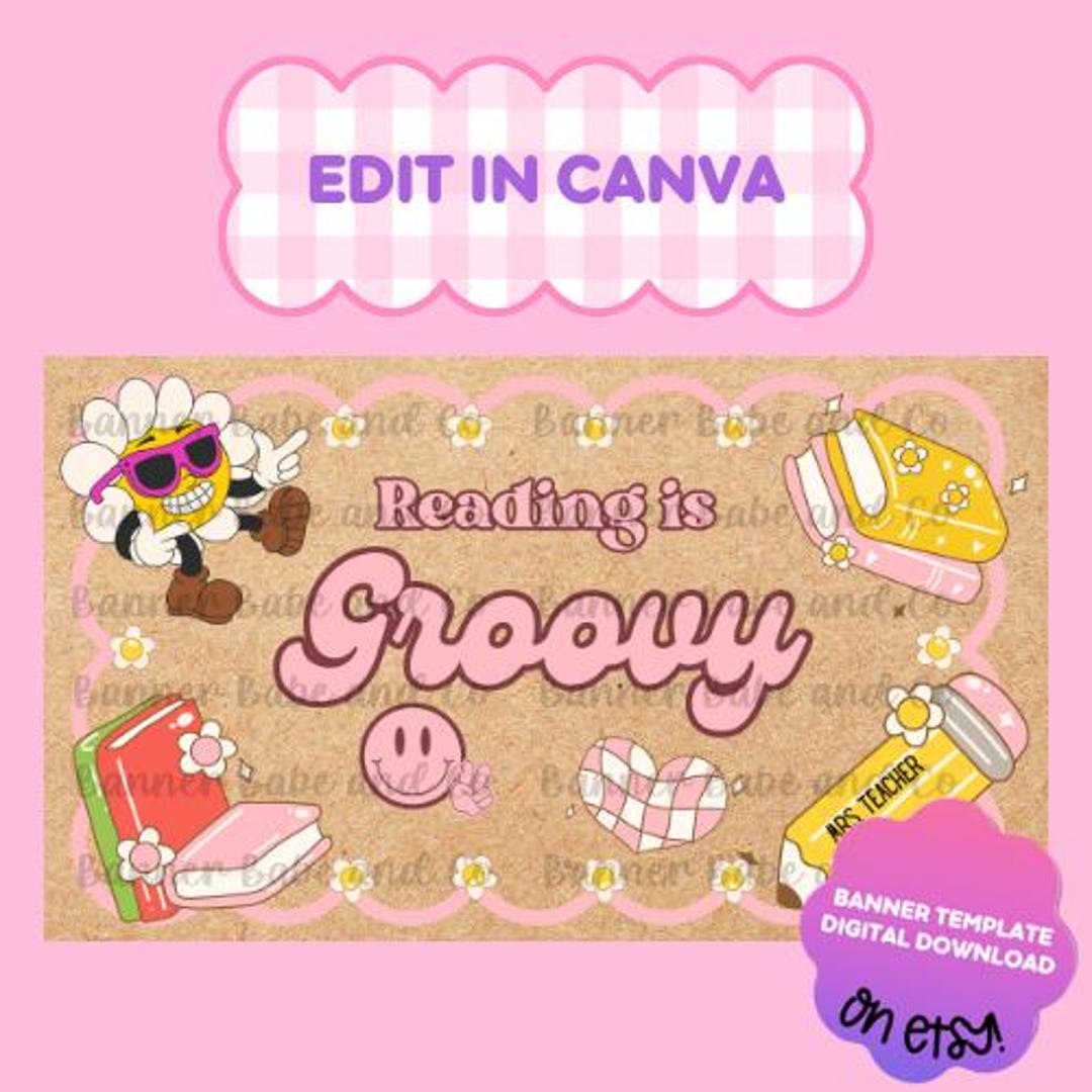 Reading is Groovy, Reading Teacher Class Decor, Librarian Decor, Banner ...