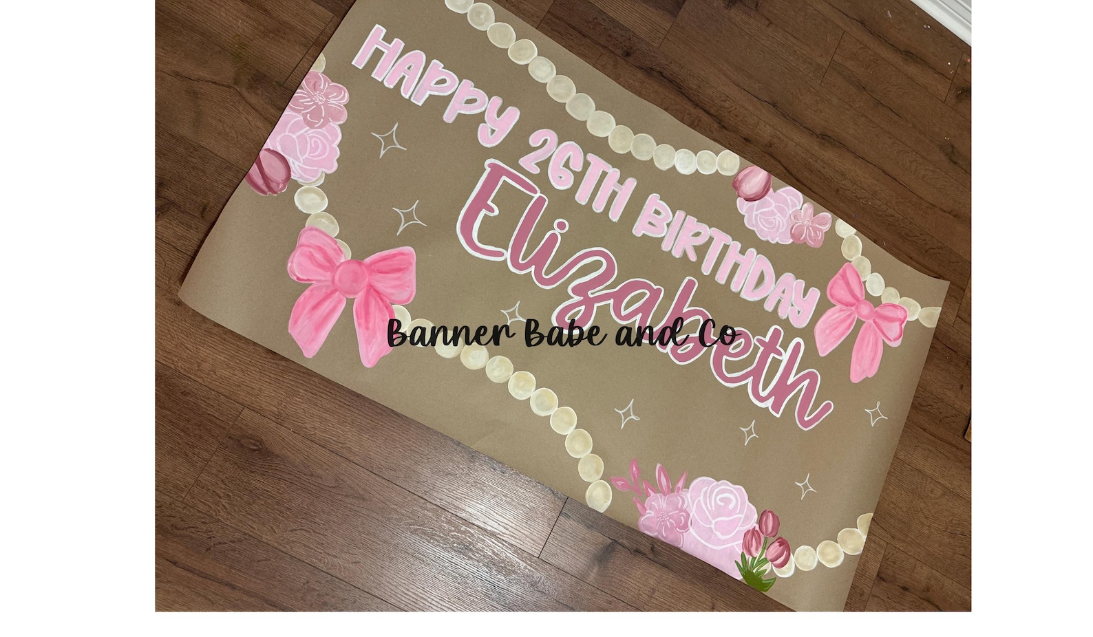 DIGITAL DOWNLOAD, Girly Birthday Banner, Coquette Banner Template, Bows ...
