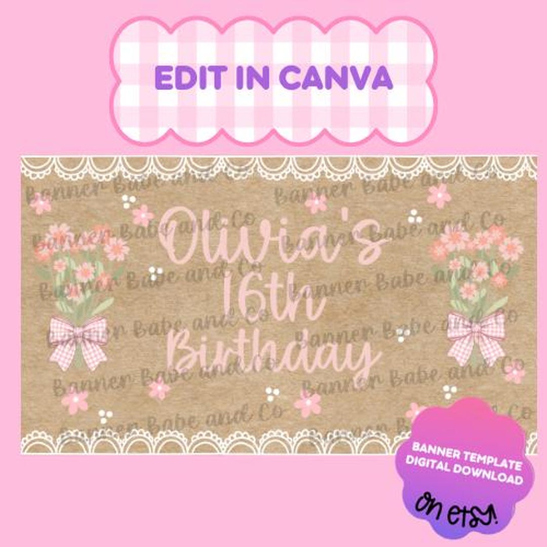 Girly Banner Template, Floral Banner Template, Bouquet Banner, Flower ...