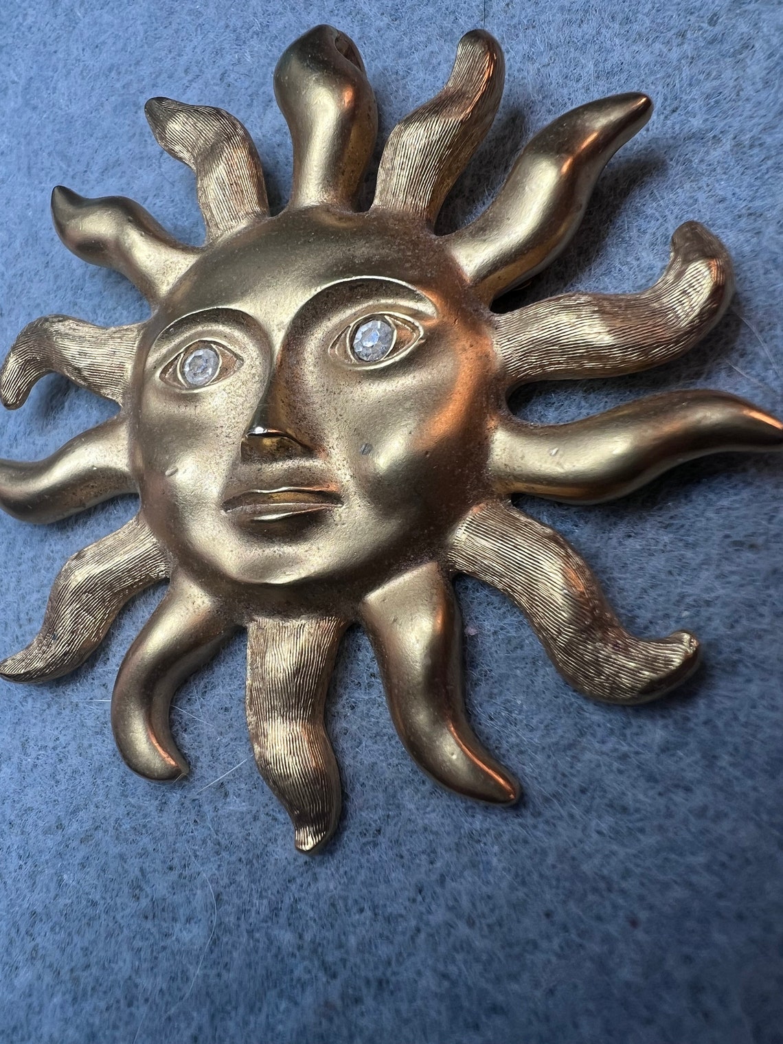Vintage AVON Smiling Sun Face Brooch/pendant With Clear Rhinestones ...