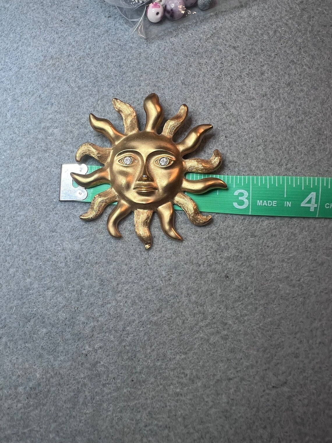 Vintage AVON Smiling Sun Face Brooch/pendant With Clear Rhinestones ...