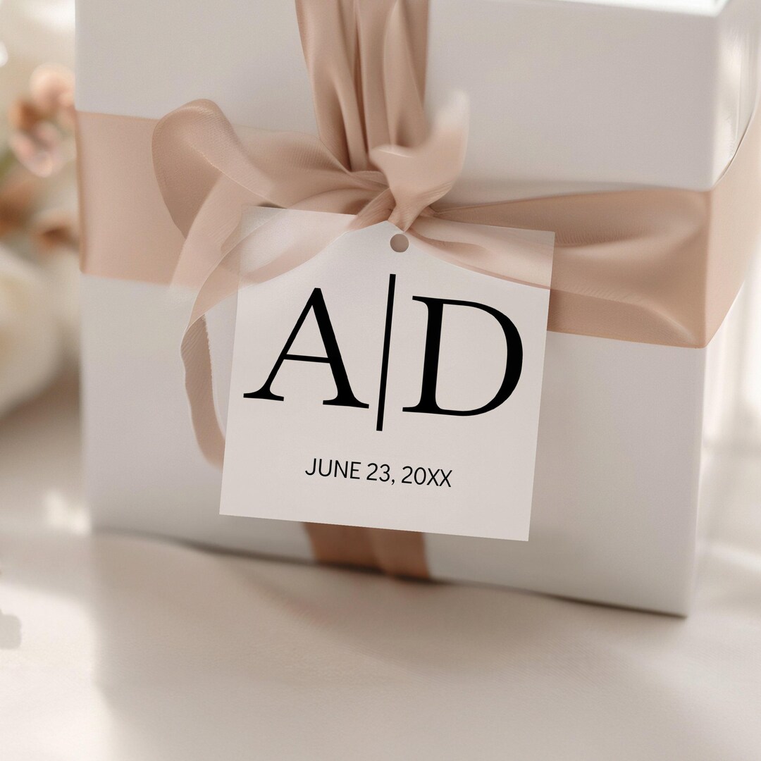 Minimal Monogram Printable Favor Tag, Wedding Favor Tag, Wedding Tag ...