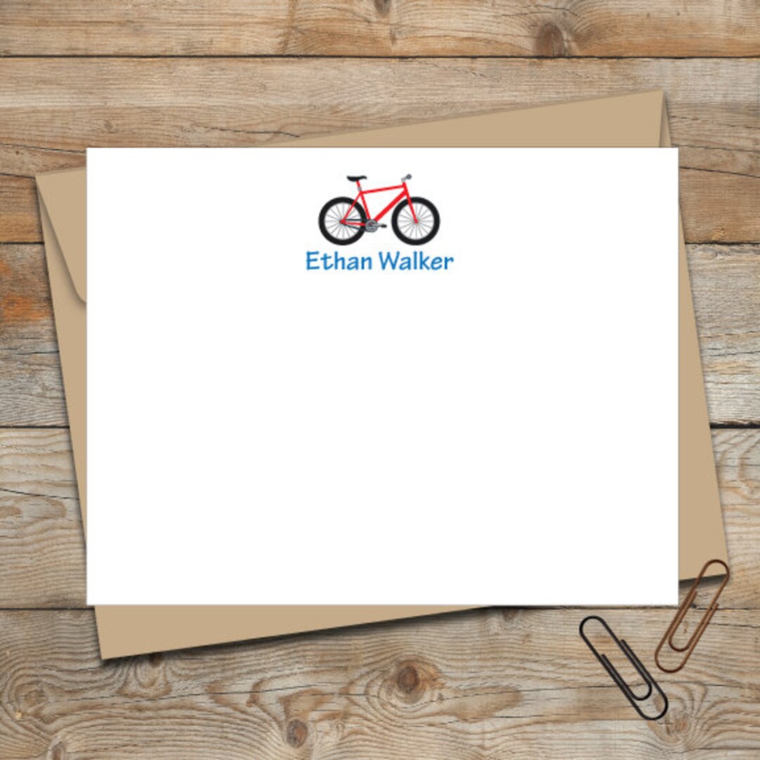 Personalized Mountain Bike Note Cards/kids Stationery/flat Stationery ...