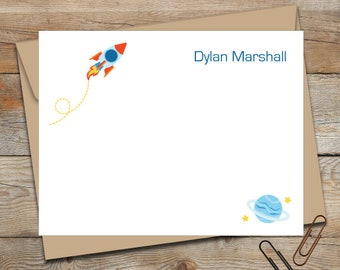 Boys Personalized Rocket Ship Stationary Set, Boy Rocket Thank You ...