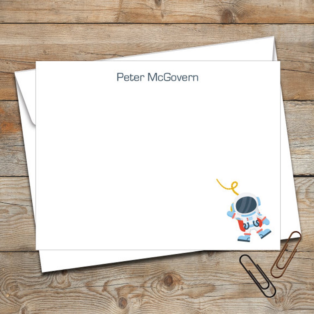 Personalized Astronaut Note Cards/kids Stationery/flat Stationery Set ...