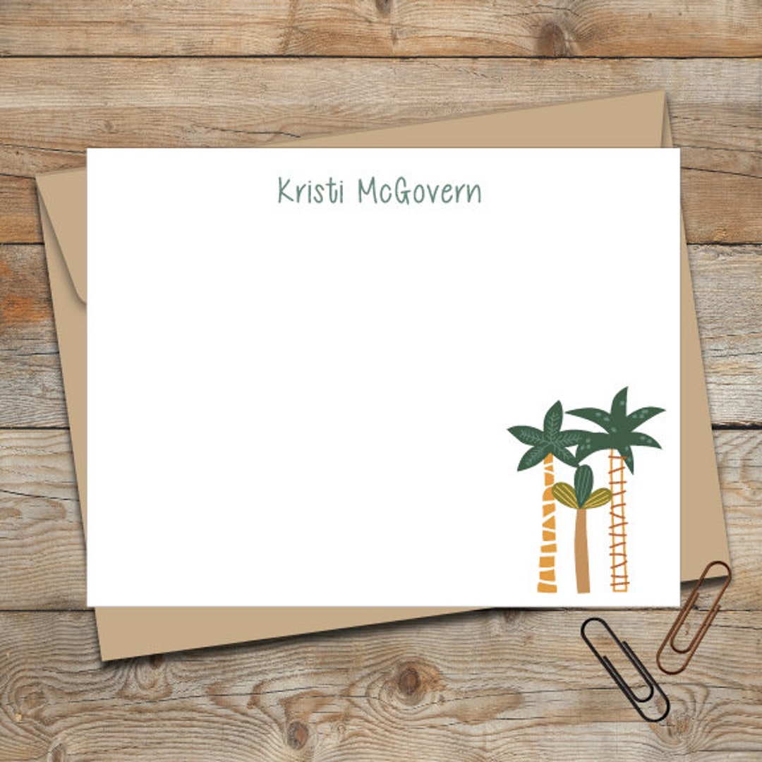 Personalized Palm Tree Note Cards/adult Stationery/flat Stationery Set ...