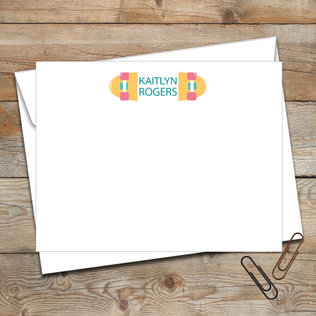 Personalized Skateboarding Note Cards/kids Stationery/flat Stationery ...