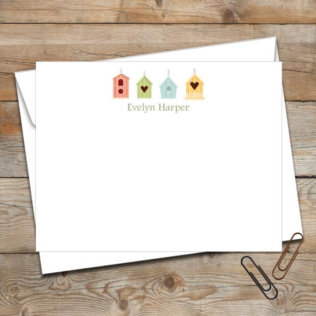Personalized Birdhouse Stationery/womens Stationery/flat Stationery Set ...