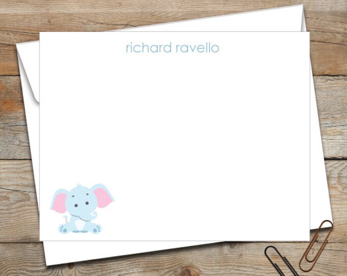 Elephant Stationary Kids Stationery Set of 20 Flat Note Cards ...