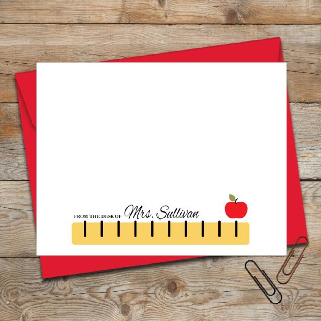 Personalized Teacher Note Cards/women's or Men's Stationery/flat ...