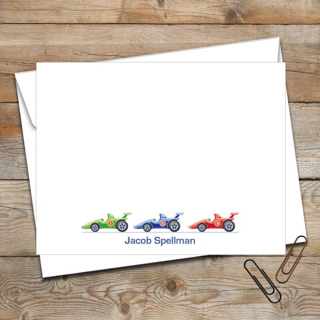 Personalized Race Car Stationery/kids Stationery/flat Stationery Set - Etsy