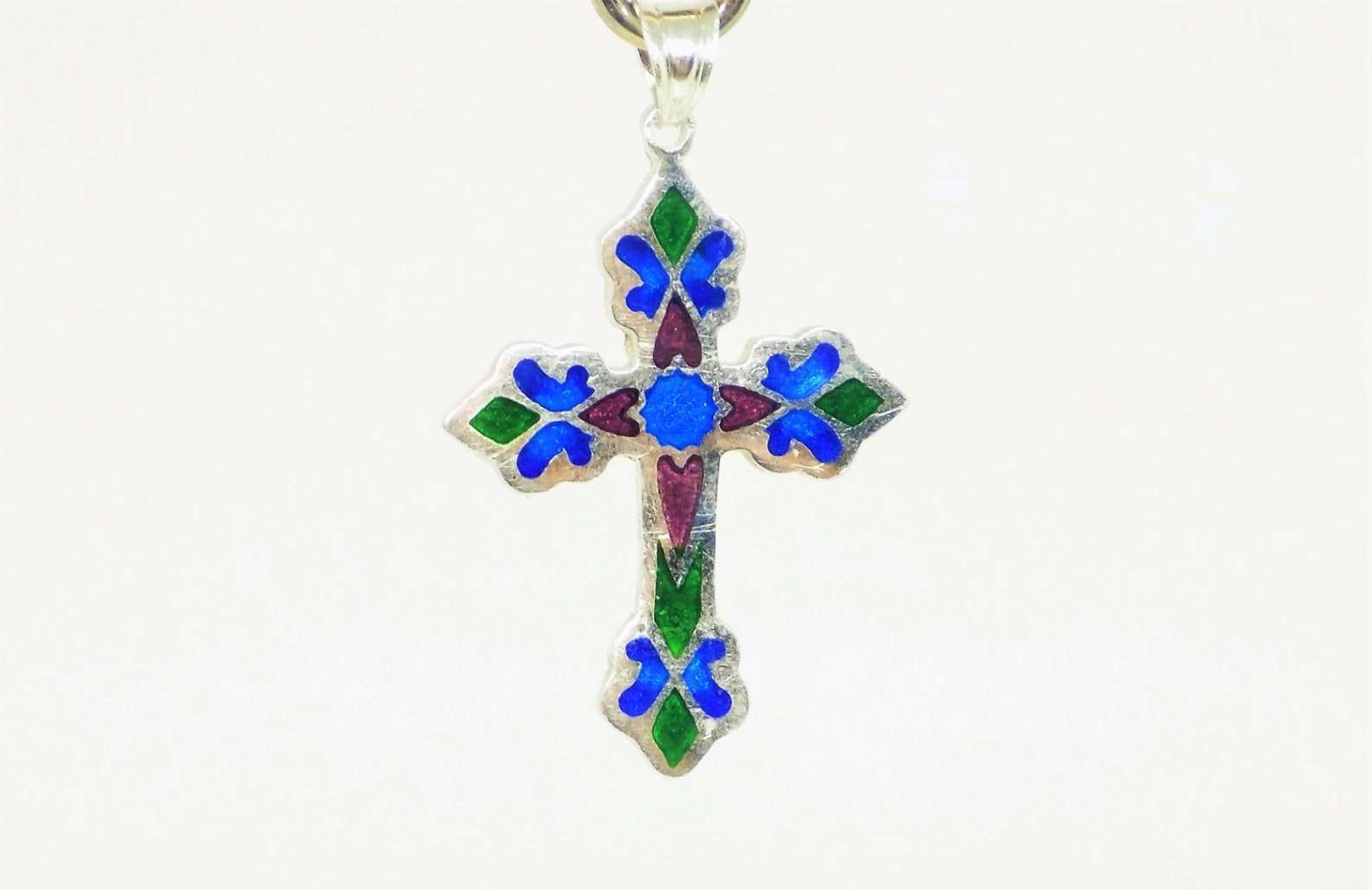 Multi Colored Cross, Enamel Cross, Silver Enamel Pendant, Bright ...