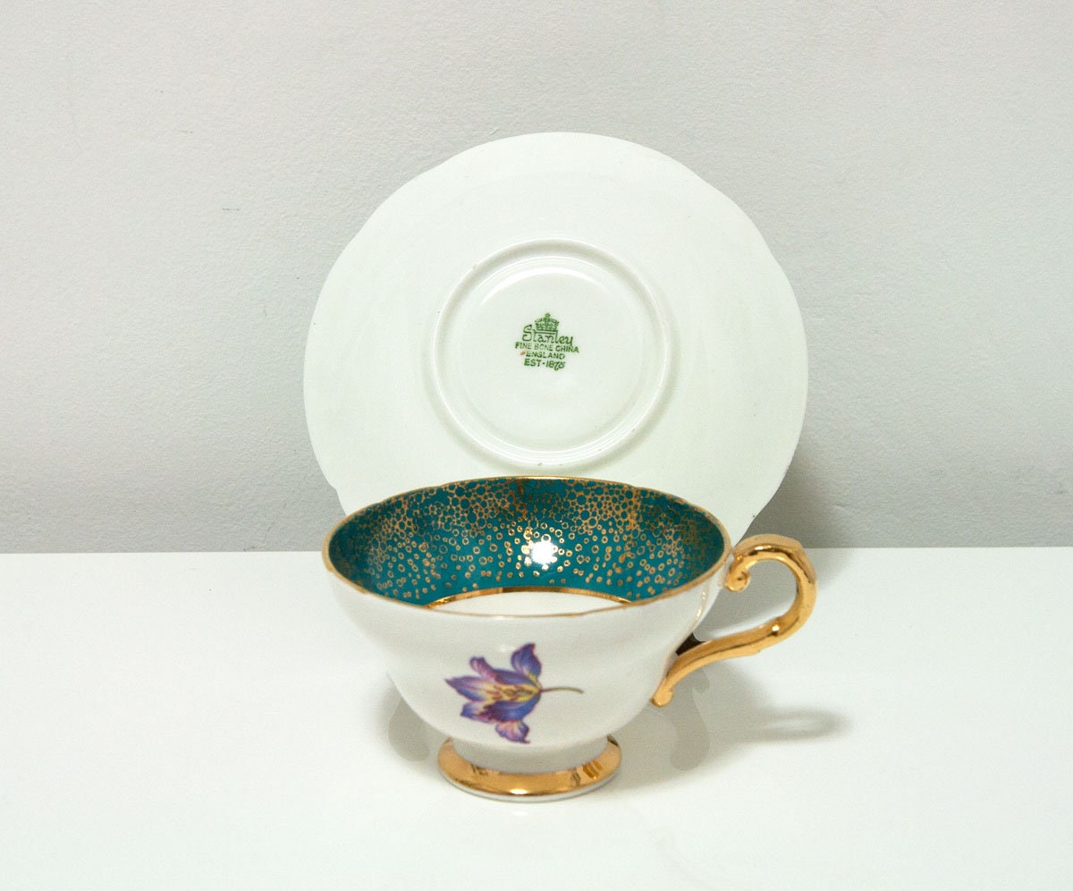 Vintage Rare Stanley Fine Bone China Teacup and Saucer With Rich ...