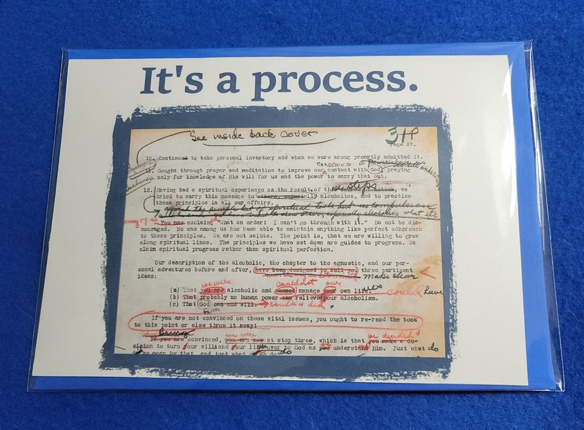 It's a Process - Greeting Card, AA Big Book, 12 Steps Encouragement ...