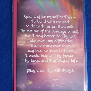 Third Step Prayer Greeting Card, Blank Inside, 12 Steps Encouragement ...