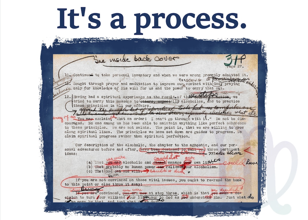 It's a Process - Greeting Card, AA Big Book, 12 Steps Encouragement ...