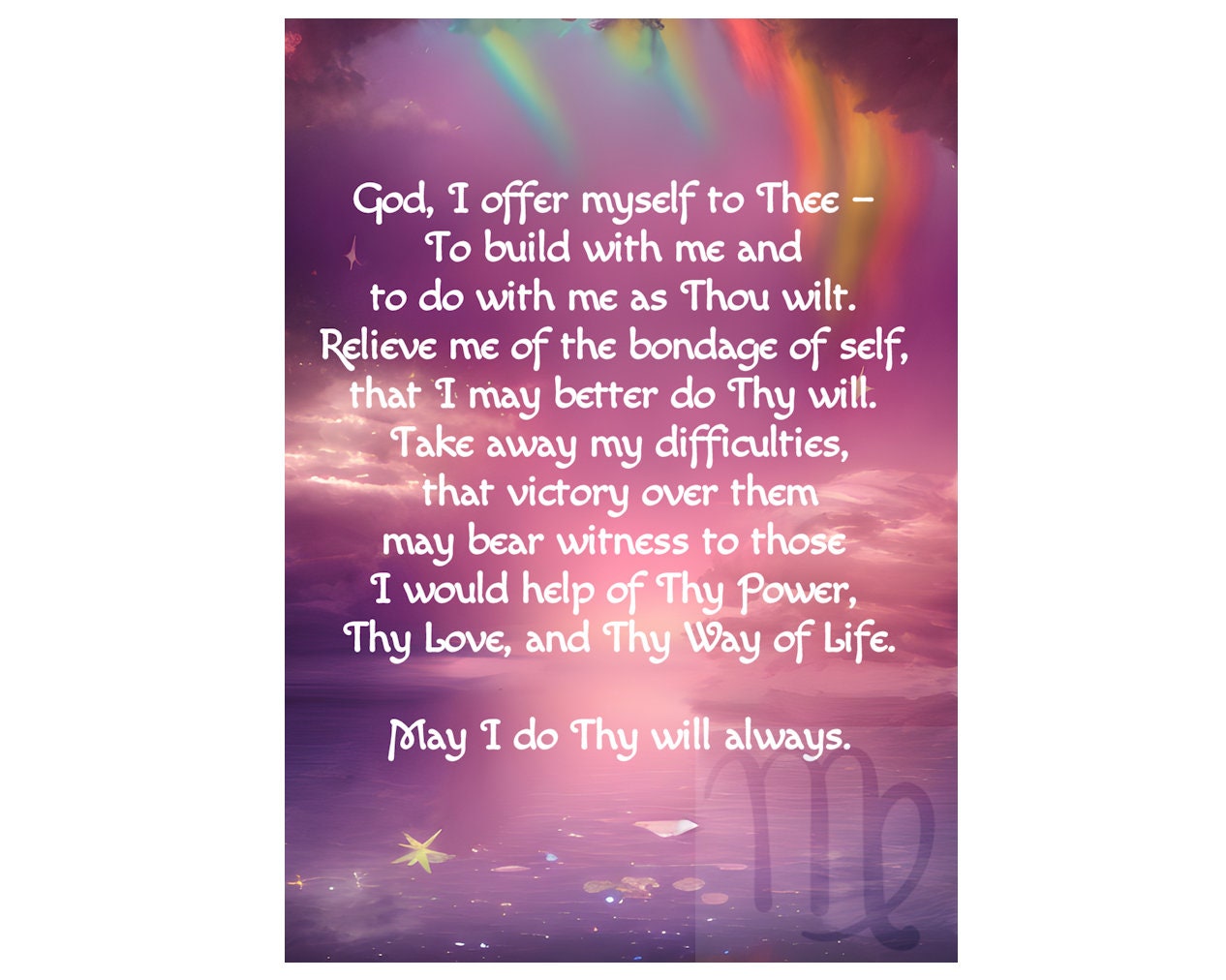 Third Step Prayer Greeting Card, Blank Inside, 12 Steps Encouragement ...