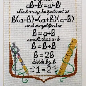 Proof That 1=2 Math Cross Stitch Pattern PDF Instant Download - Etsy