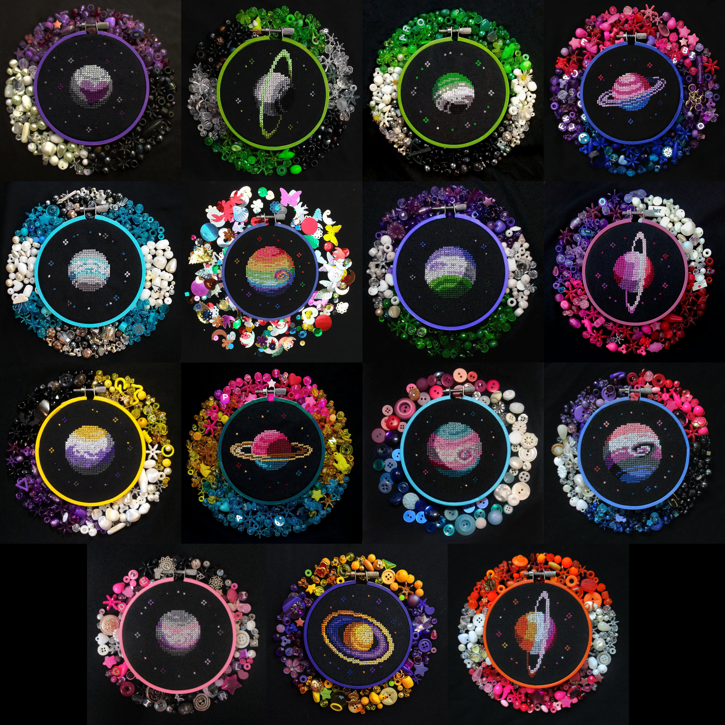 Pride Flag Planets Complete Set Cross Stitch Pattern PDF Instant ...