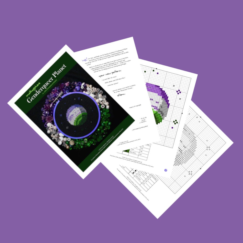 Genderqueer Pride Planet Cross Stitch Pattern PDF Instant | Etsy