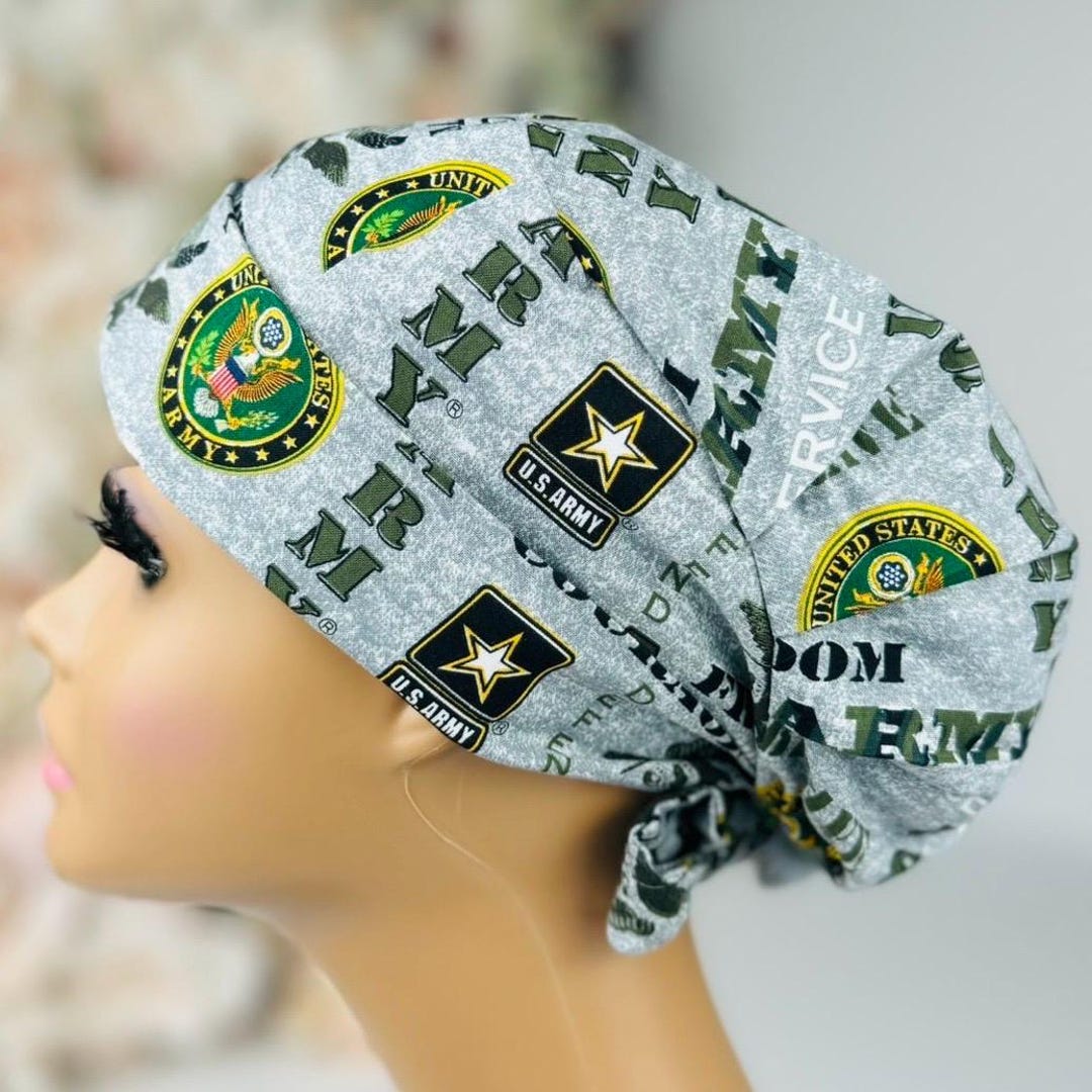 US Army Scrub Cap for Women Scrub Cap Tie Back Scrub Hat W Pleats for ...