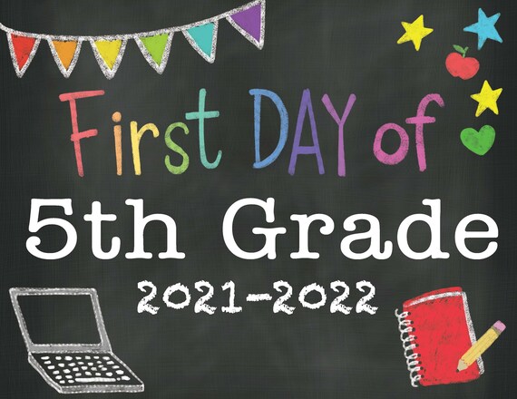 First Day of 5th Grade Sign Back to School Sign 1st Day of - Etsy