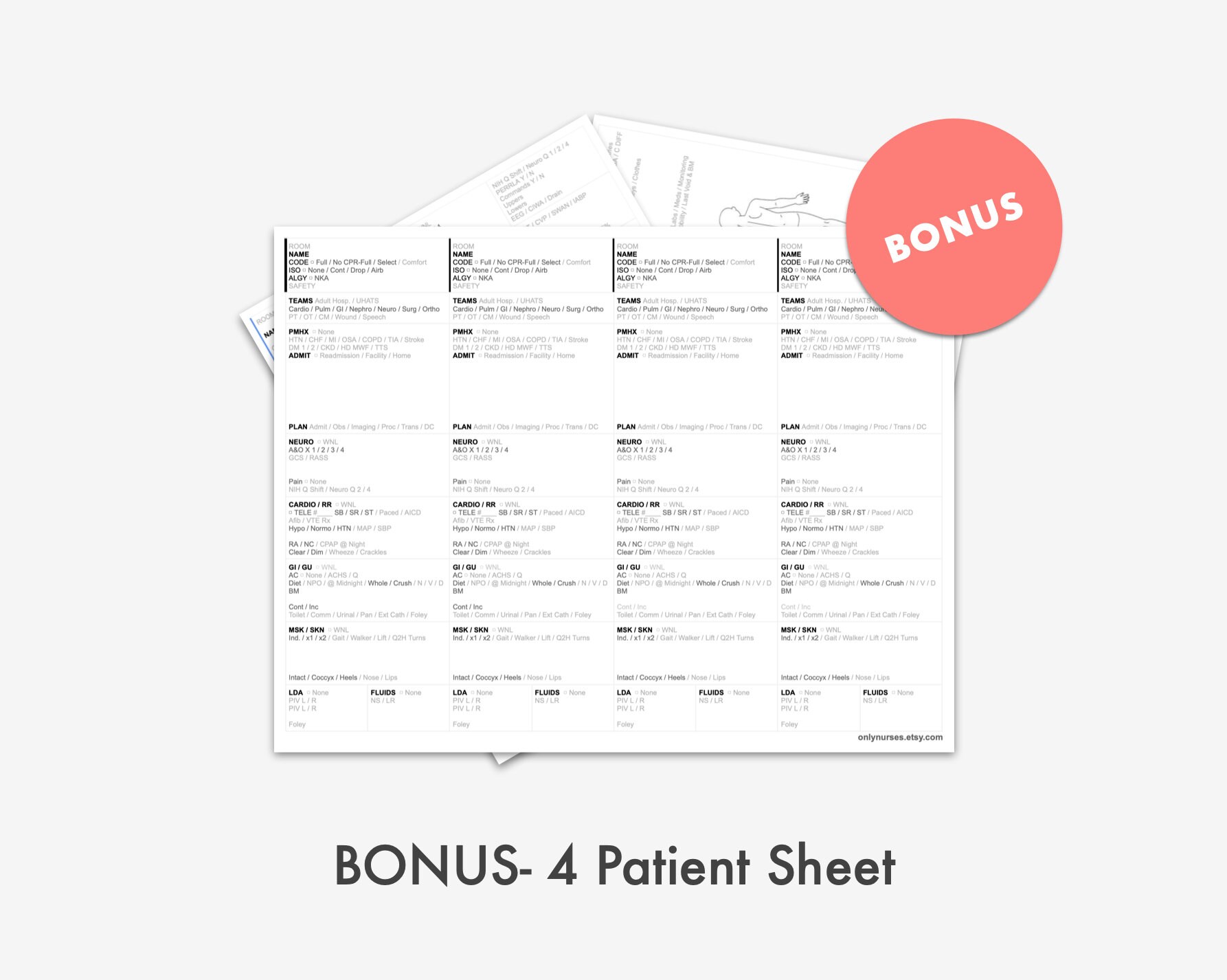 Step Down Nurse Report Sheet NICU ER PCU Oncology Nurse Report Sheet ...