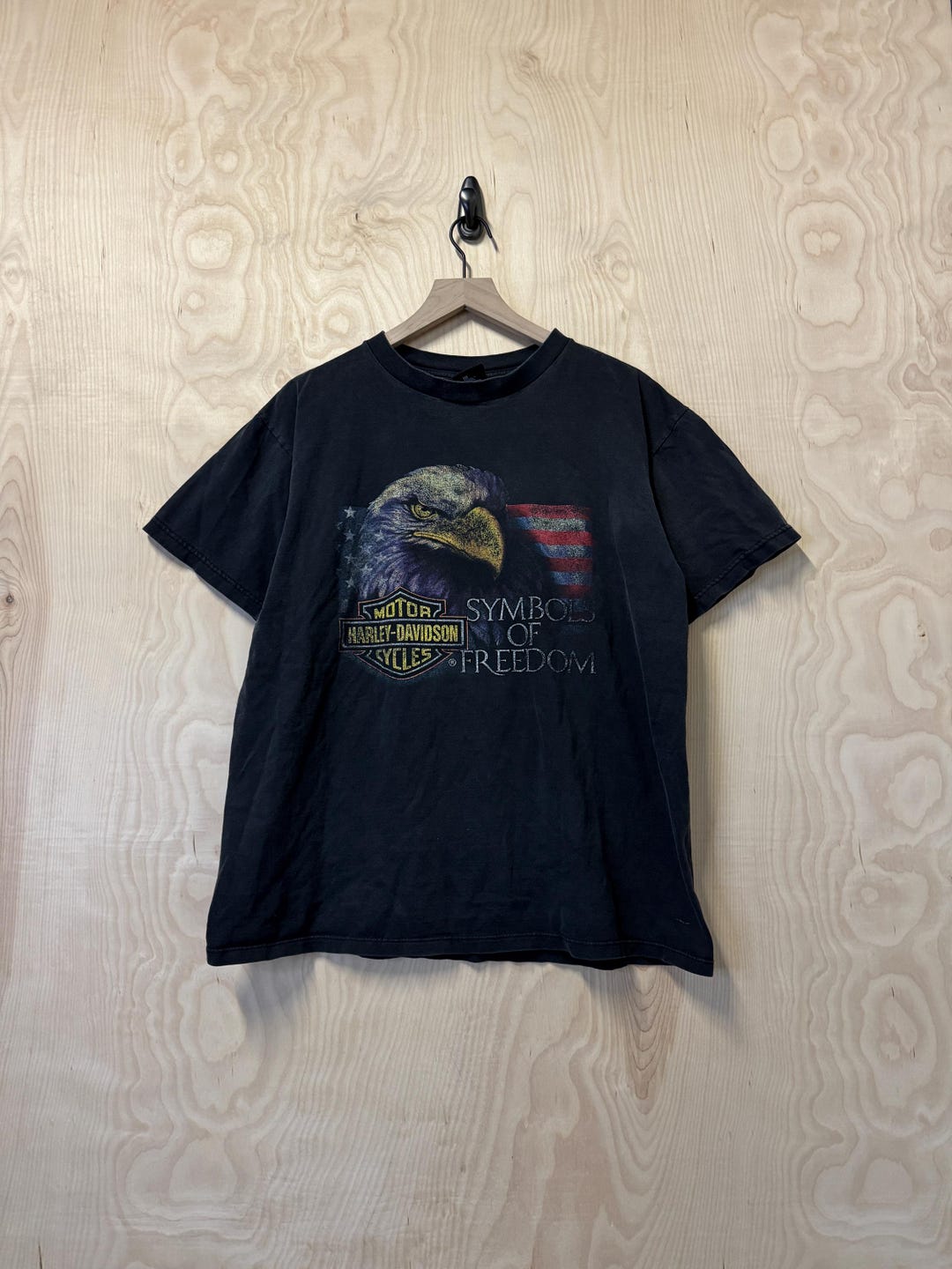 Vintage Harley Davidson Symbols of Freedom USA Flag Bald Eagle Double ...