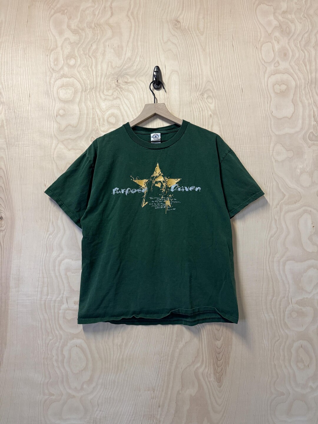 Vintage Y2K Purpose Driven Jesus Graphic Bible Verse Green Cotton T ...