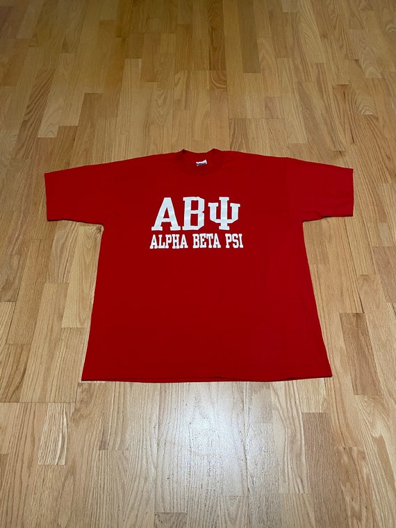 Vintage 90s Alpha Beta Psi Greek Letters Red Cotton P… - Gem