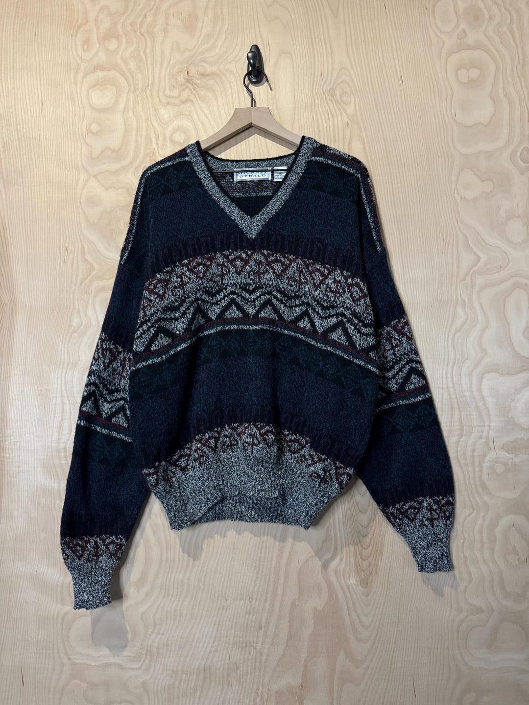Vintage Michael Gerald Black Gray Multi Color Abstract Pattern Acrylic ...