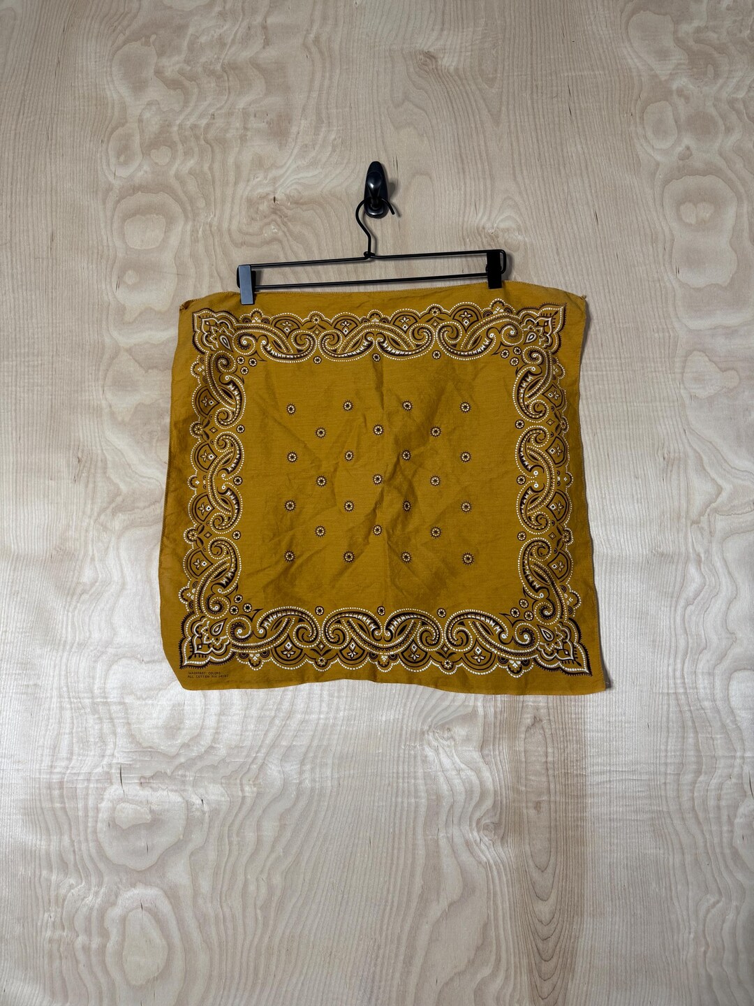 Vintage Golden Yellow Paisley Cotton Bandana - Etsy