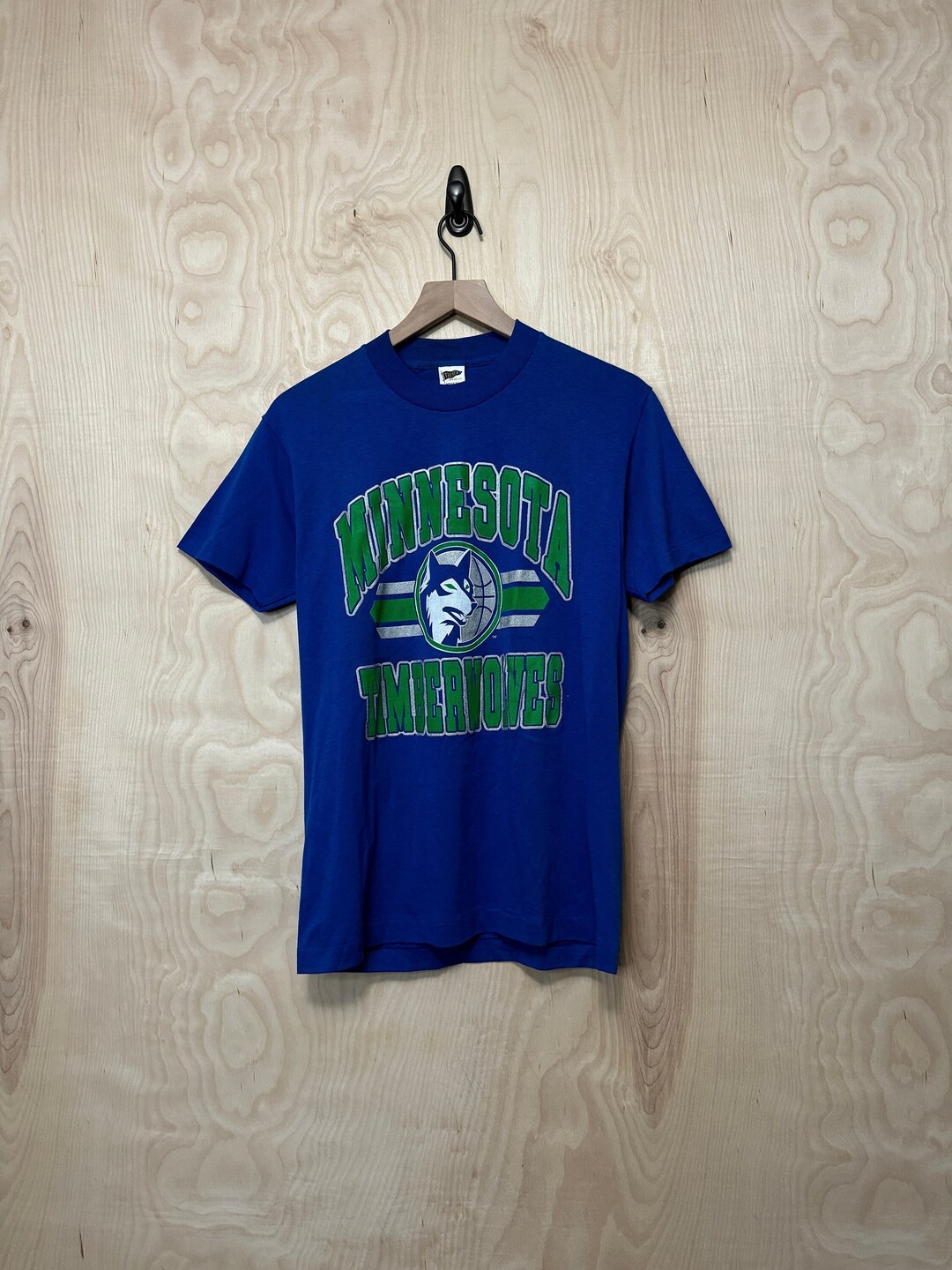 Vintage Minnesota Timberwolves Logo Spell Out Graphic Blue Cotton ...