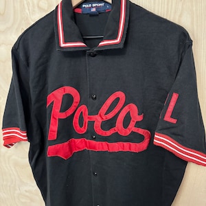 Vintage Polo Sport Ralph Lauren Stitched Cursive Spell Out Snap Button ...