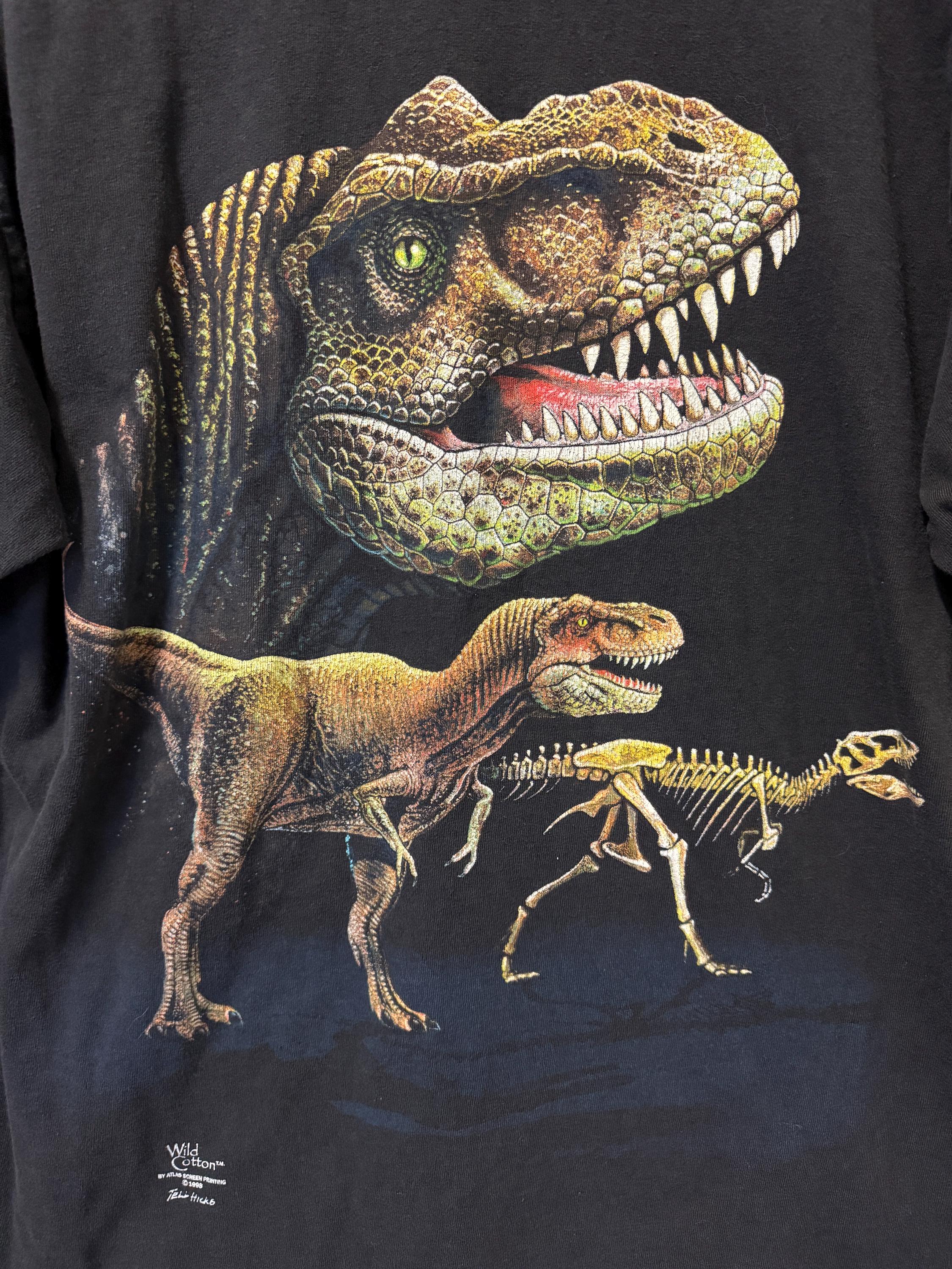 Vintage 90s Tyrannosaurus Rex Double Sided Graphic Black Cotton T Shirt ...