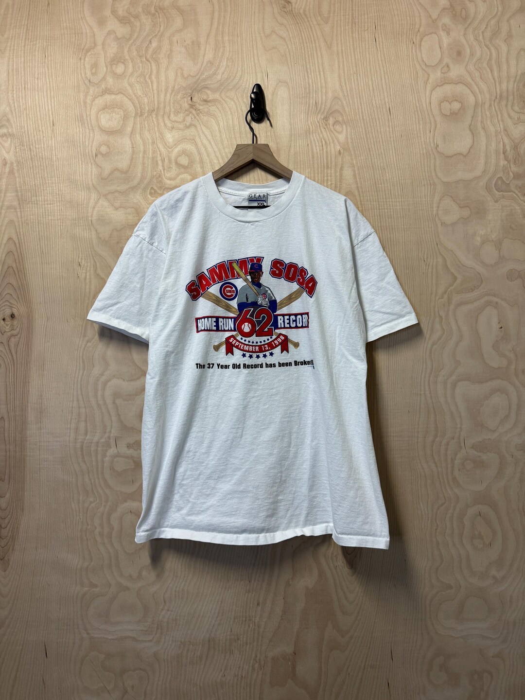 Vintage Sammy Sosa Home Run Record Graphic White Cotton T Shirt Size Xxl Etsy