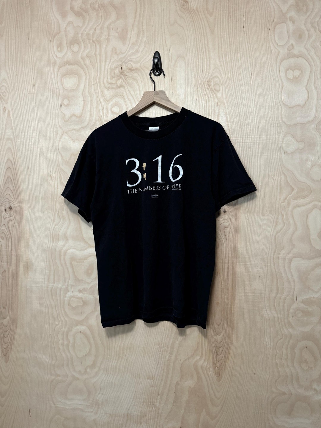 Vintage Y2K John 3:16 Bible Verse Double Sided Graphic Black Cotton T ...