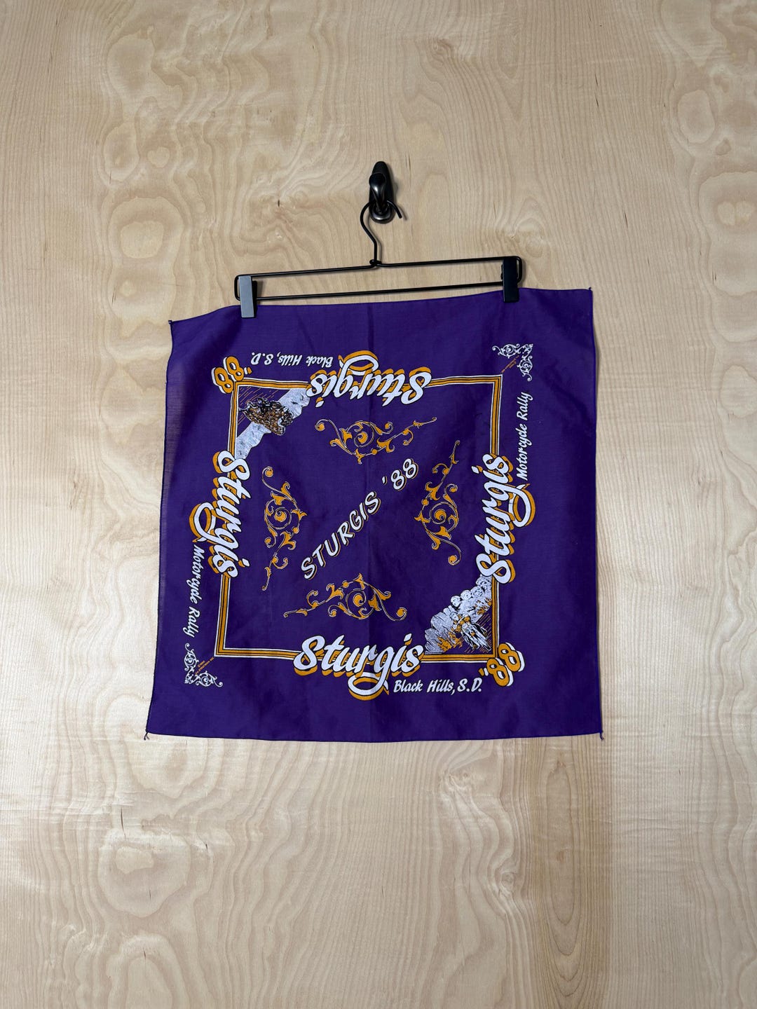 Vintage 1988 Sturgis Motorcycle Rally RK Stratman Purple Bandana ...