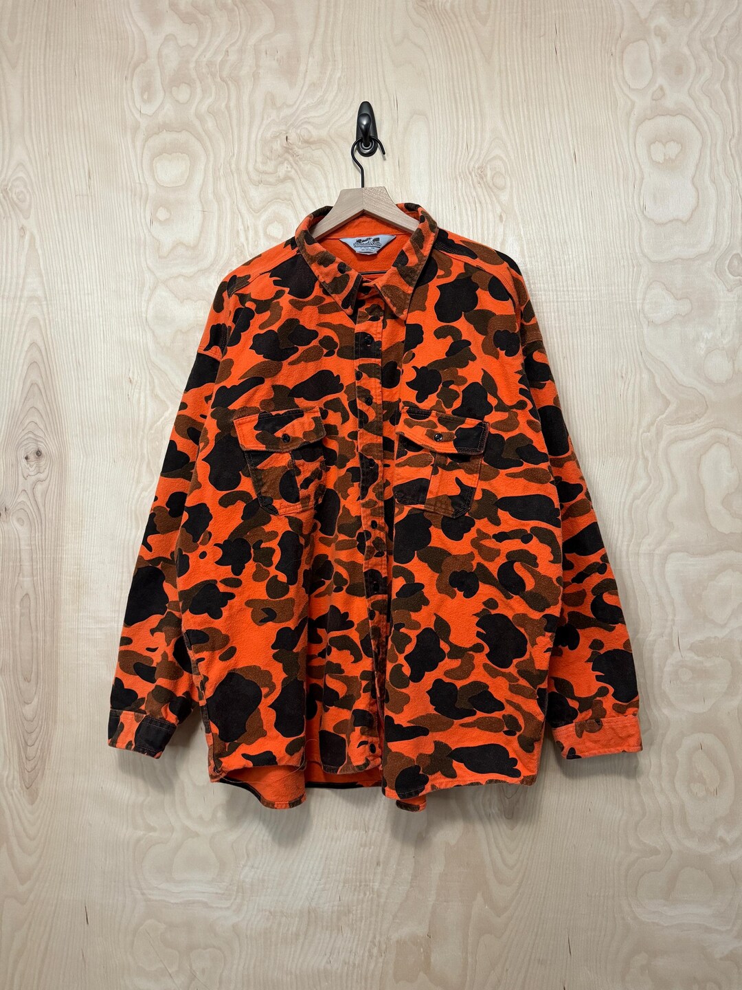 Vintage Sportsman Guide Blaze Orange Camouflage Cotton Flannel Long ...