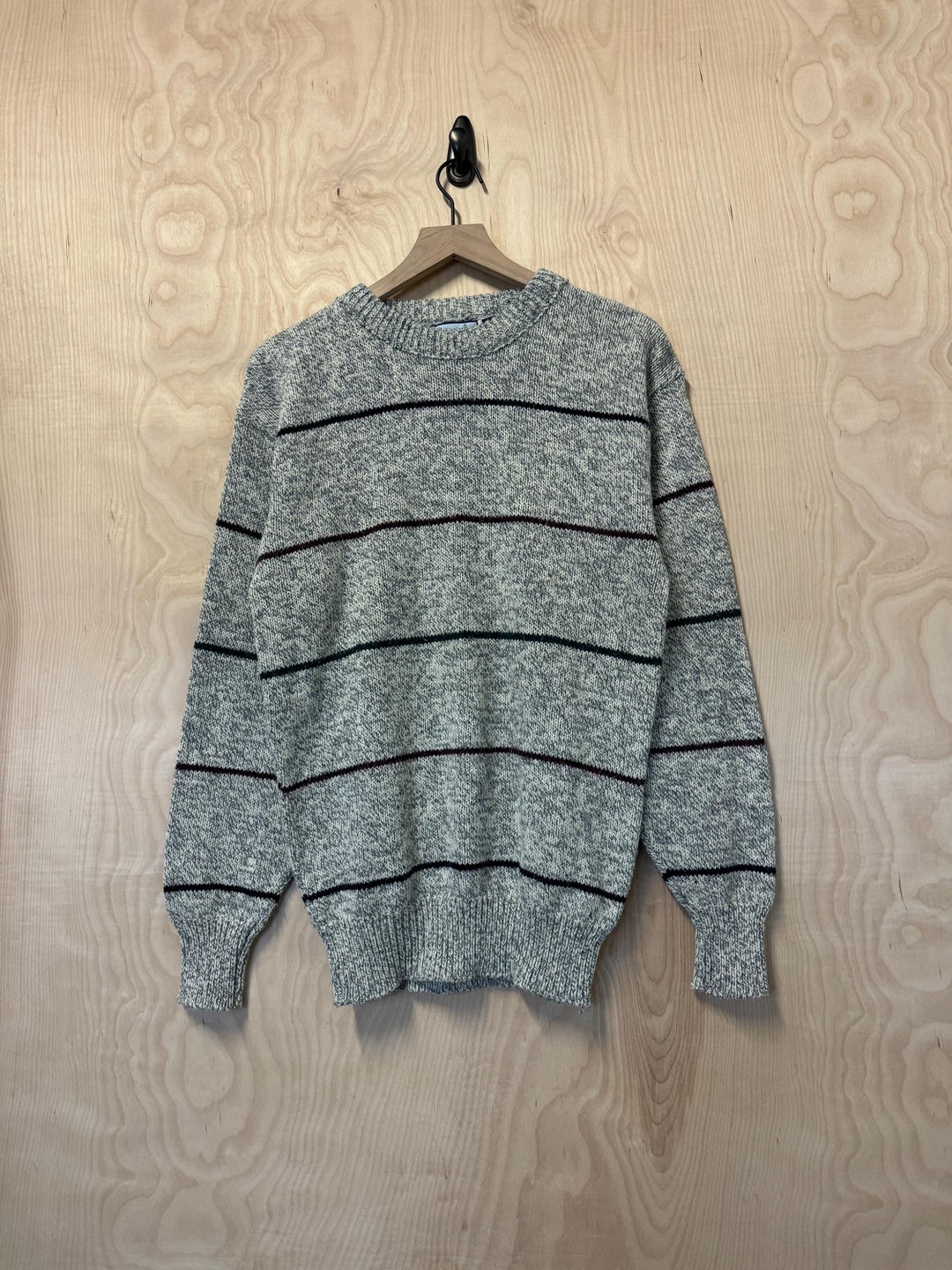 Vintage 90s Fieldmaster Gray Stripe Crewneck Knit Sweater Size Large - Etsy
