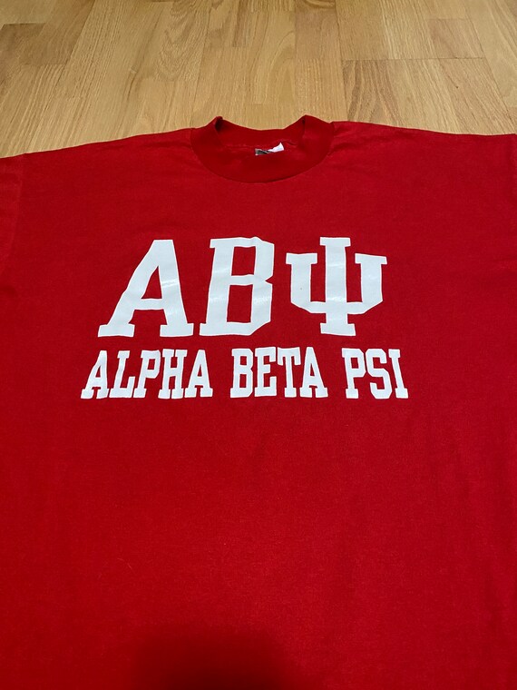 Vintage 90s Alpha Beta Psi Greek Letters Red Cotton P… - Gem